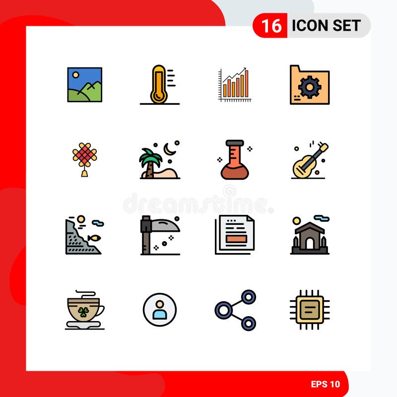 16 Thematic Vector Flat Color Filled Lines and Editable Symbols of Data ...