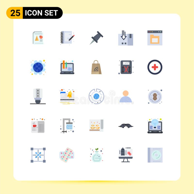 25 Thematic Vector Flat Colors and Editable Symbols of Document ...