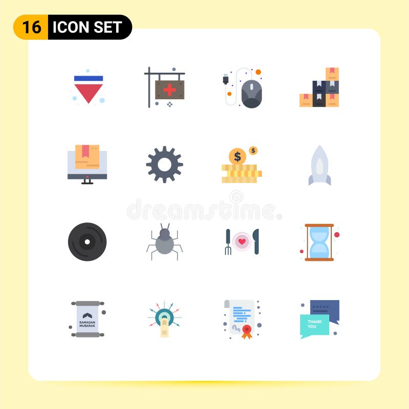 16 Thematic Vector Flat Colors and Editable Symbols of E, Logistic ...