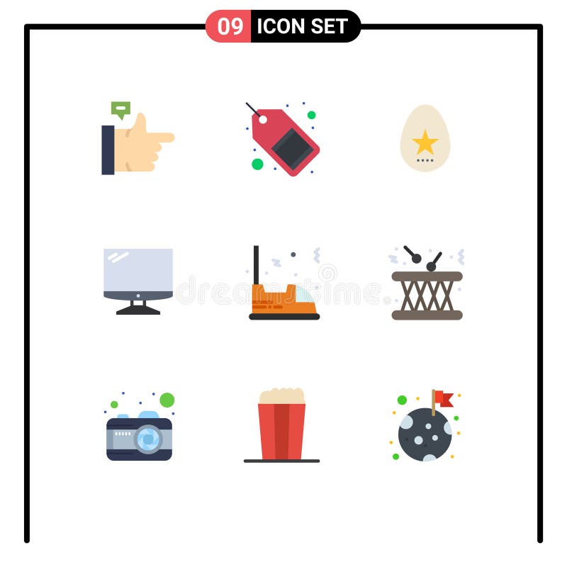 9 Thematic Vector Flat Colors and Editable Symbols of Electric, Imac ...