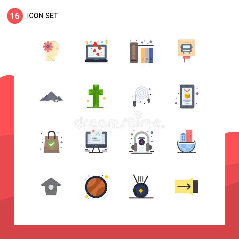 Pack of 16 Modern Flat Colors Signs and Symbols for Web Print Media ...