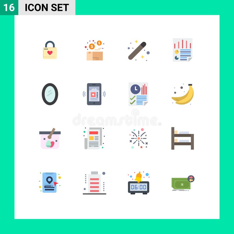 16 Thematic Vector Flat Colors and Editable Symbols of Page, Data ...