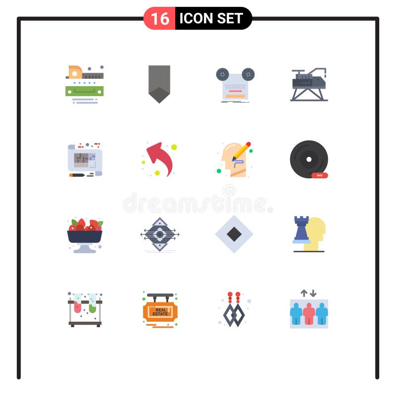 16 Thematic Vector Flat Colors and Editable Symbols of Platform ...