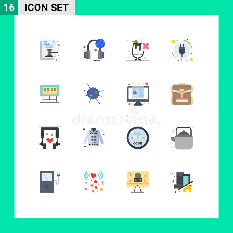 Flat Color Pack of 16 Universal Symbols of Score, Board, World, Power ...