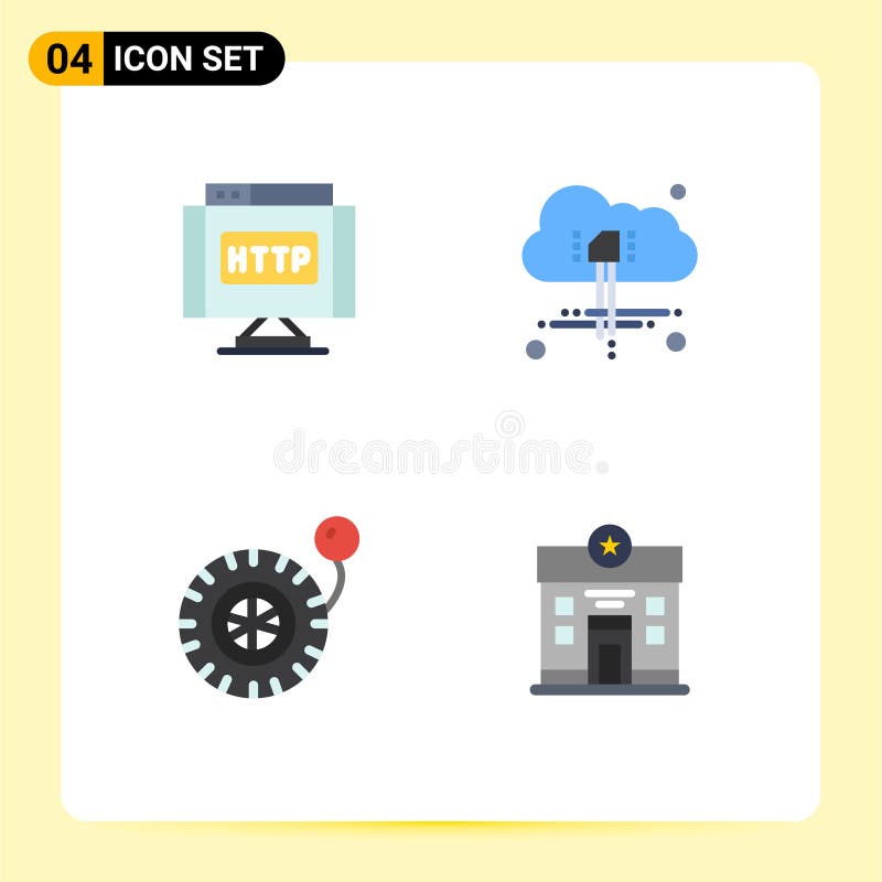 4 Thematic Vector Flat Icons and Editable Symbols of Domain, Wheel ...