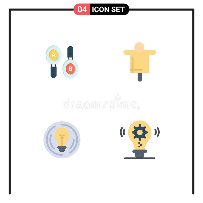 4 Thematic Vector Flat Icons and Editable Symbols of Research, Business ...