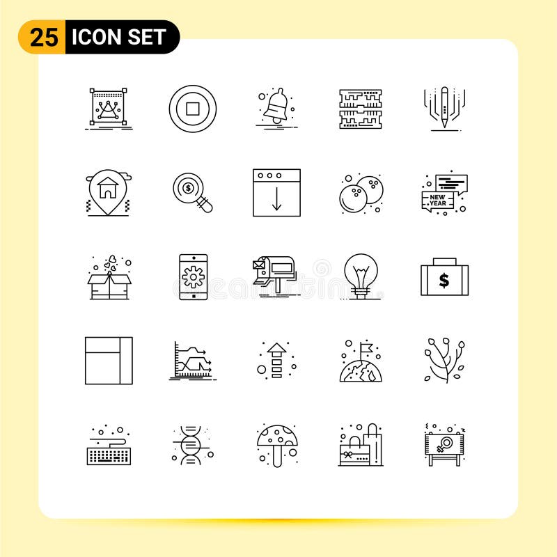 25 Thematic Vector Lines and Editable Symbols of Art, Digital Art ...