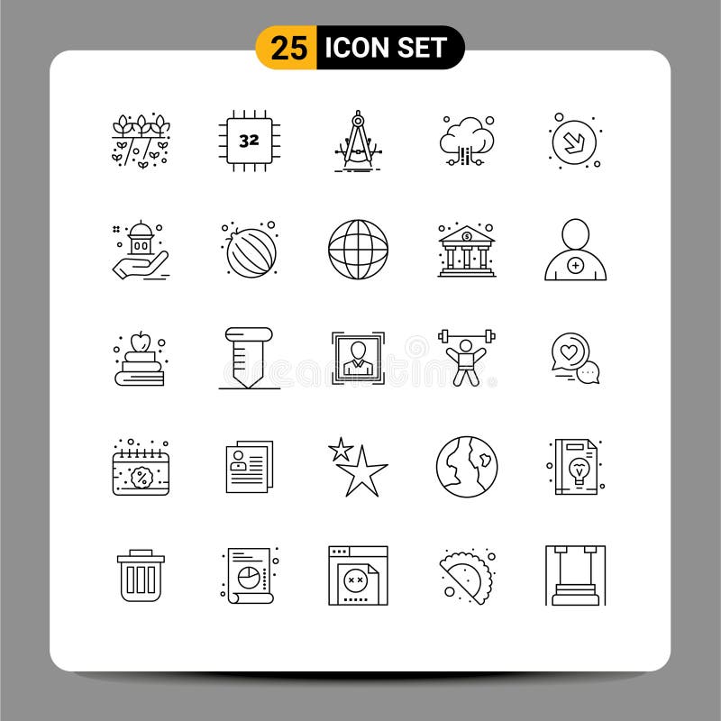 25 Thematic Vector Lines and Editable Symbols of Technology, Connection ...