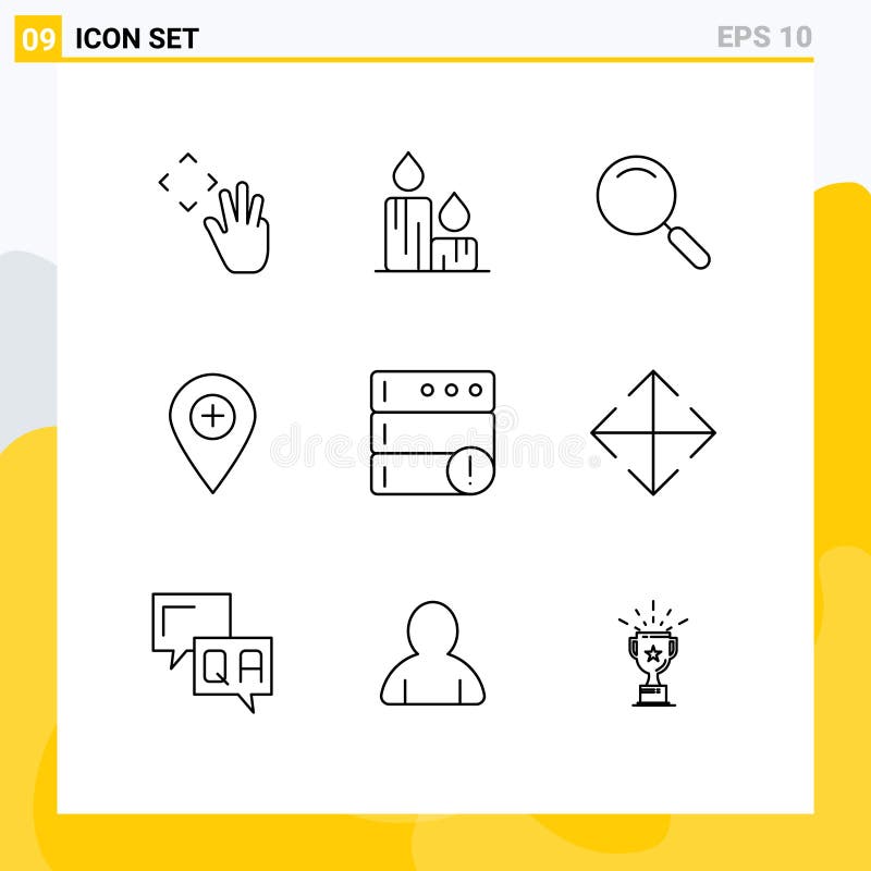 9 Thematic Vector Outlines and Editable Symbols of Alert, Marker ...