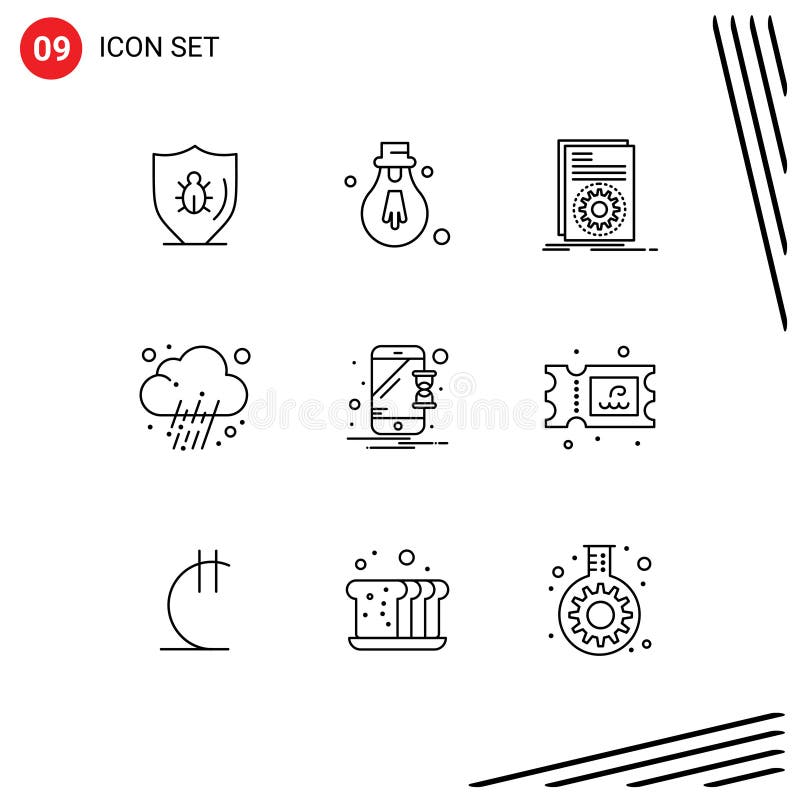 9 Thematic Vector Outlines and Editable Symbols of Device, Prediction ...