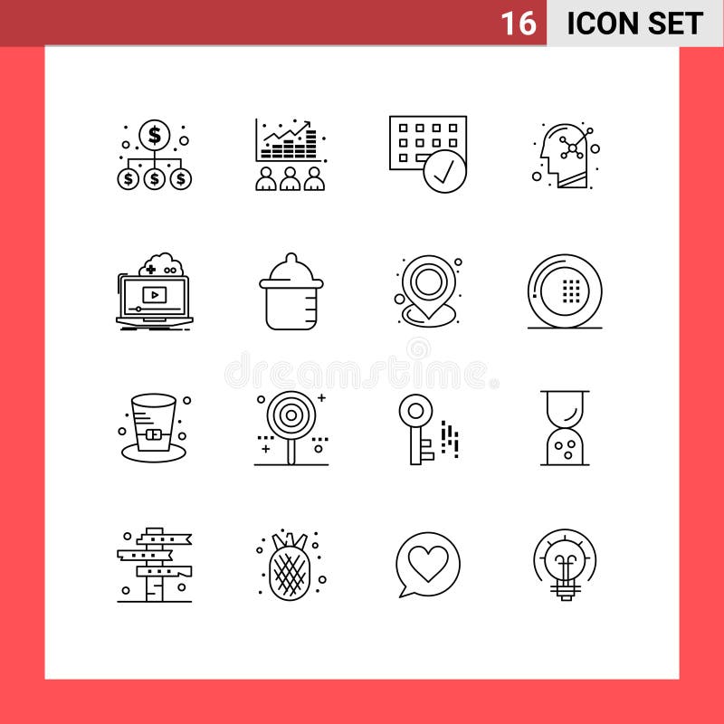 16 Thematic Vector Outlines and Editable Symbols of Human Mind ...