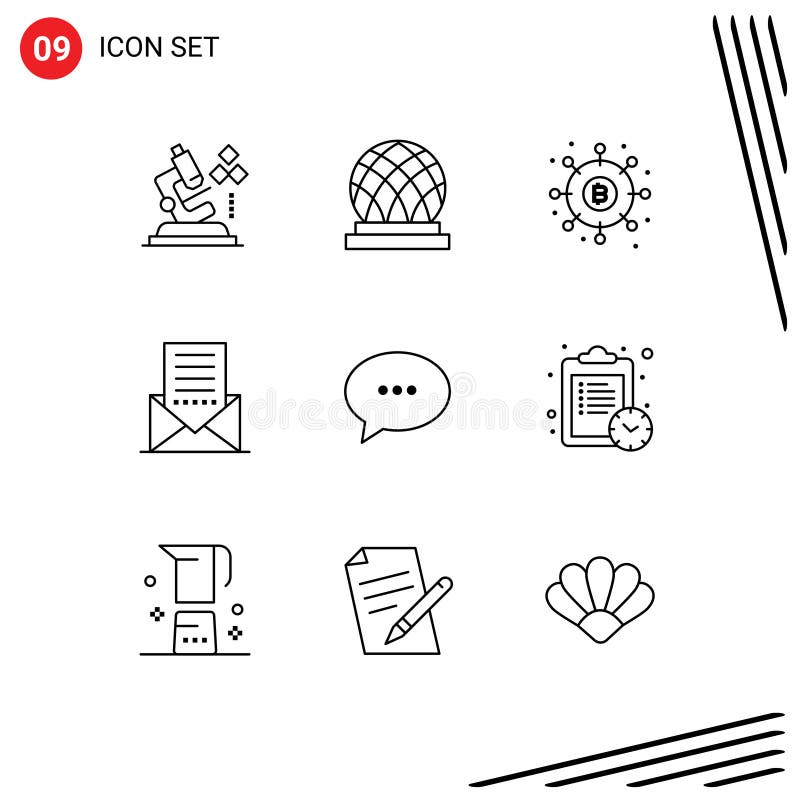 9 Universal Outline Signs Symbols of Letter, Envelope, Distribution ...