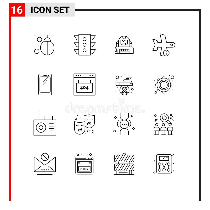 Stock Vector Icon Pack of 16 Line Signs and Symbols for Plane, Flight ...