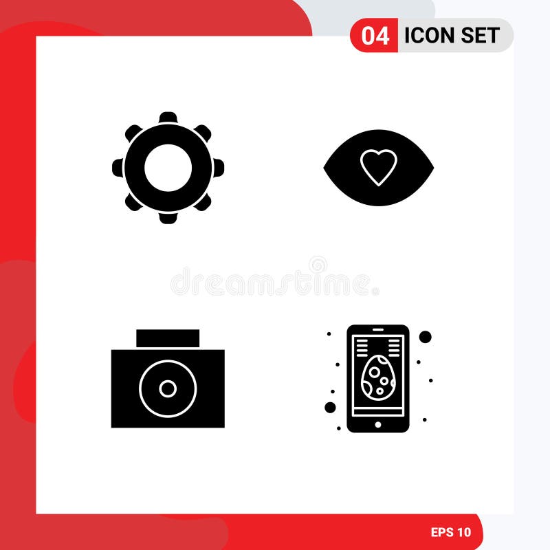 4 Thematic Vector Solid Glyphs and Editable Symbols of Application ...