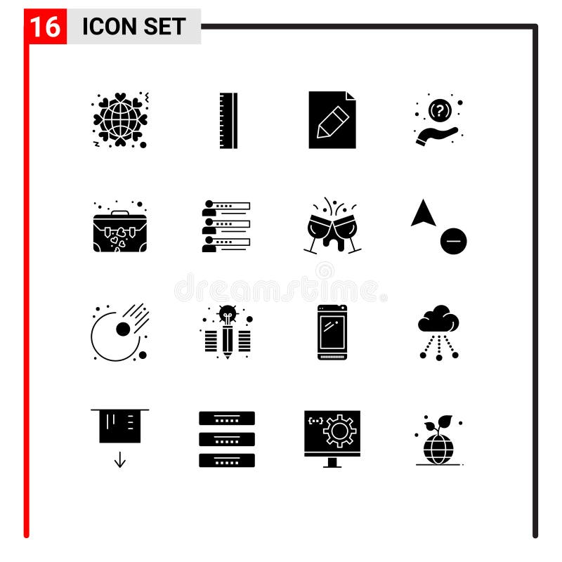 Stock Vector Icon Pack of 16 Line Signs and Symbols for Case, Bag ...