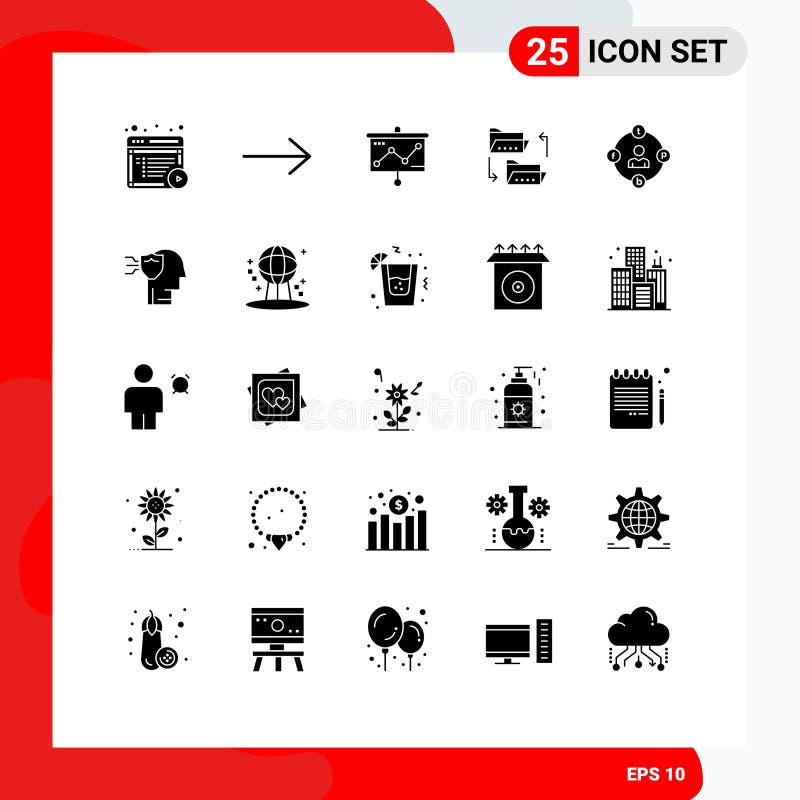 25 Thematic Vector Solid Glyphs and Editable Symbols of Distractions ...