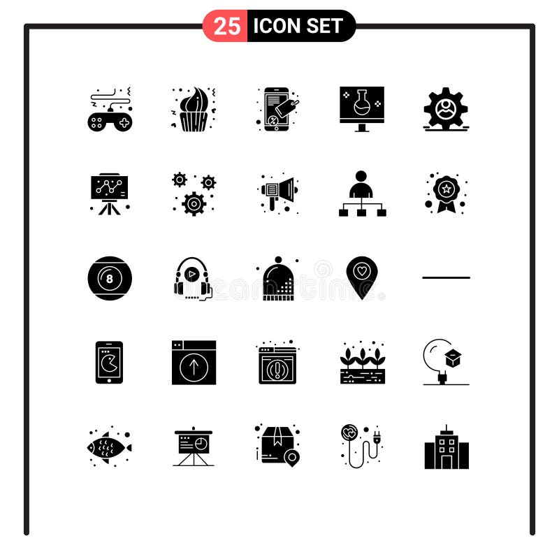 25 User Interface Solid Glyph Pack of Modern Signs and Symbols of ...