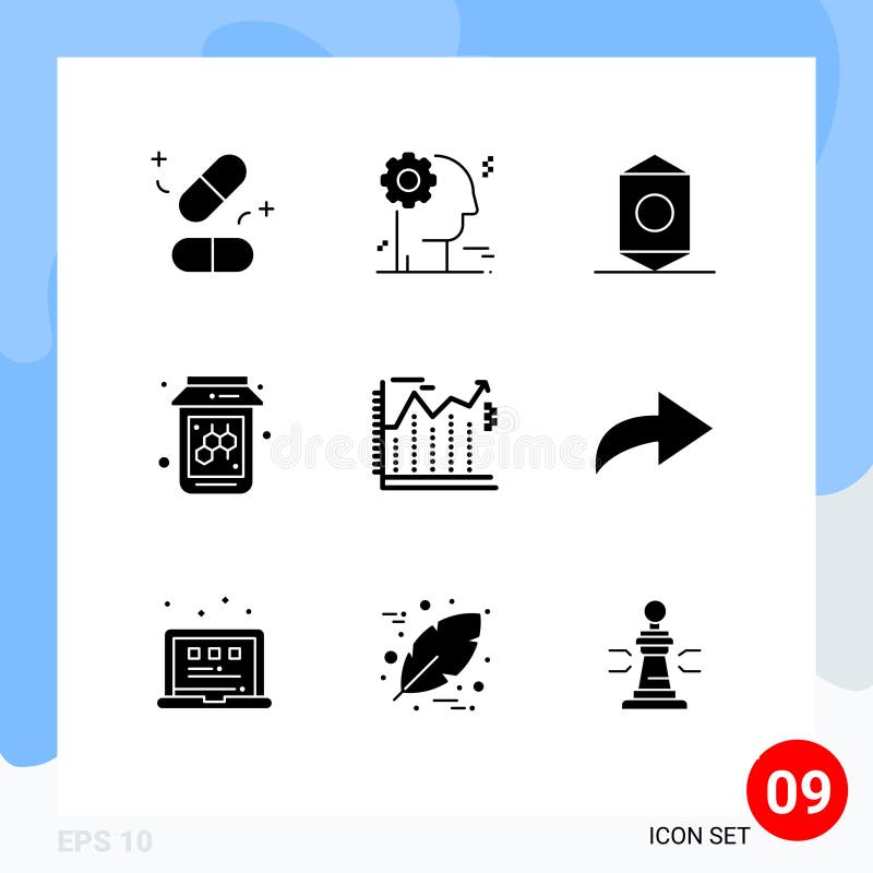 9 Thematic Vector Solid Glyphs and Editable Symbols of Economics ...