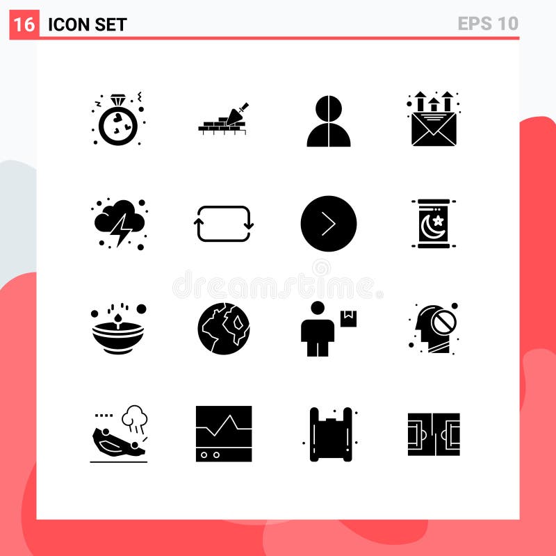 16 Thematic Vector Solid Glyphs and Editable Symbols of Energy ...