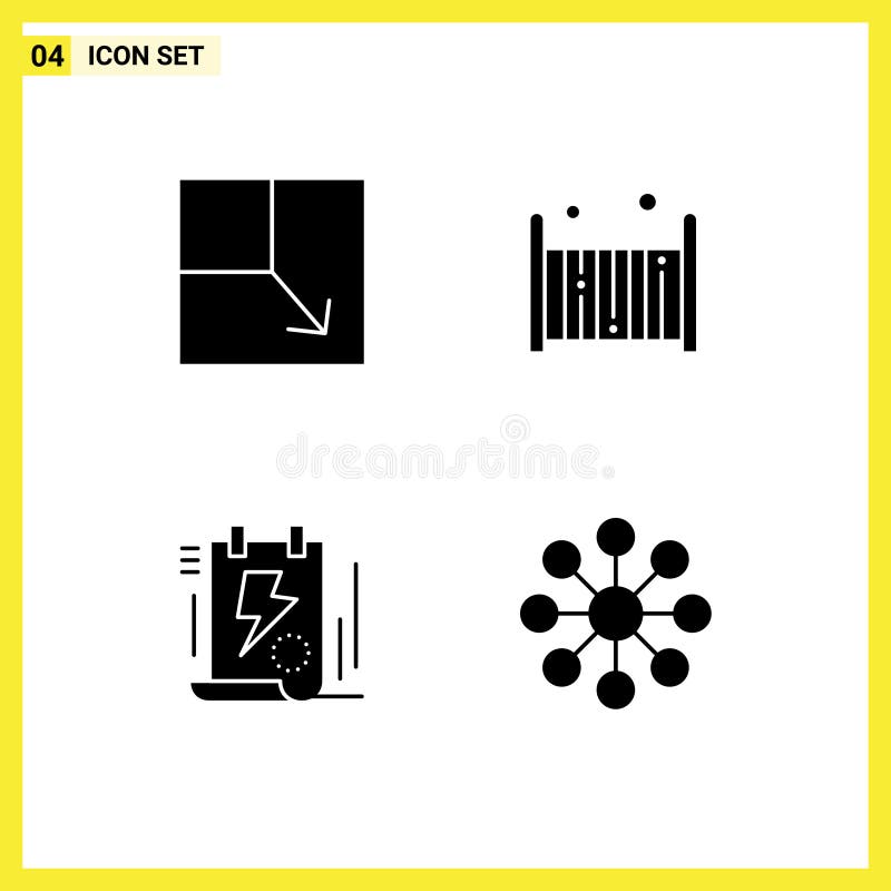 4 Thematic Vector Solid Glyphs and Editable Symbols of Expand, File ...