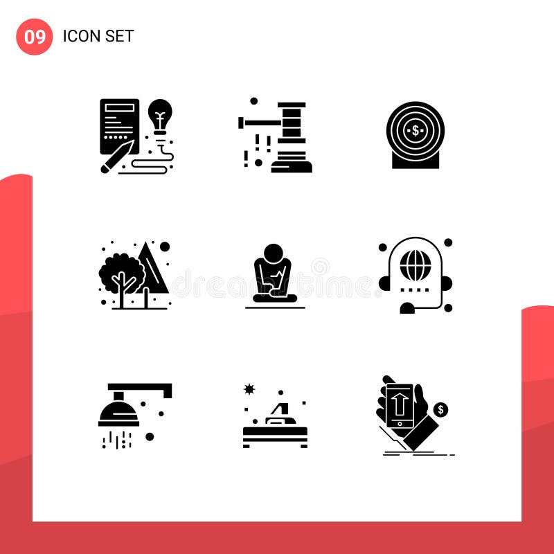 9 Thematic Vector Solid Glyphs and Editable Symbols of Fast, Tree ...