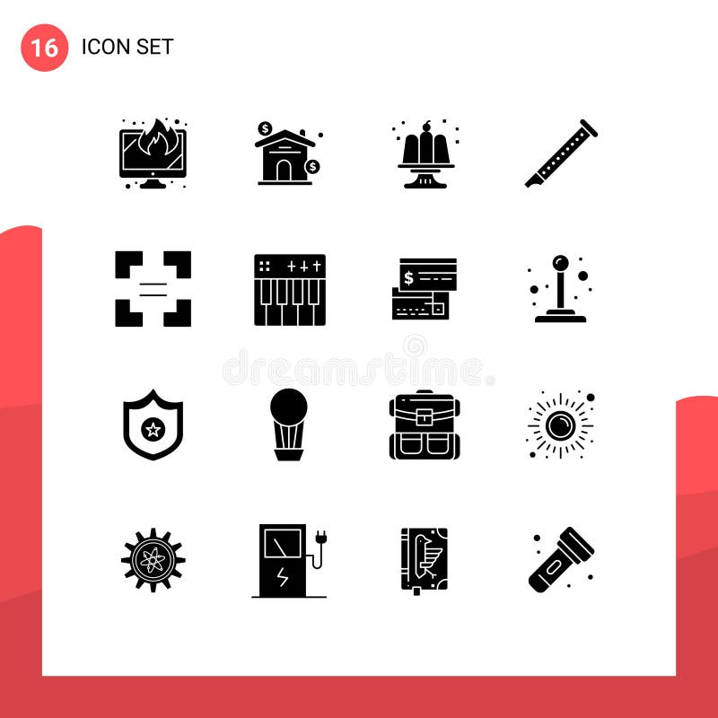 16 Thematic Vector Solid Glyphs and Editable Symbols of Full Screen ...
