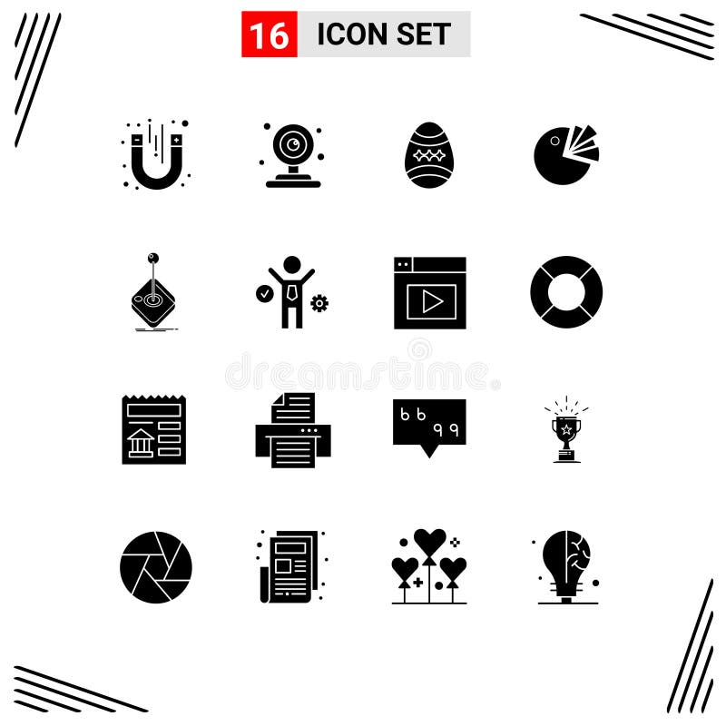 16 Thematic Vector Solid Glyphs and Editable Symbols of Gaming, Arcade ...