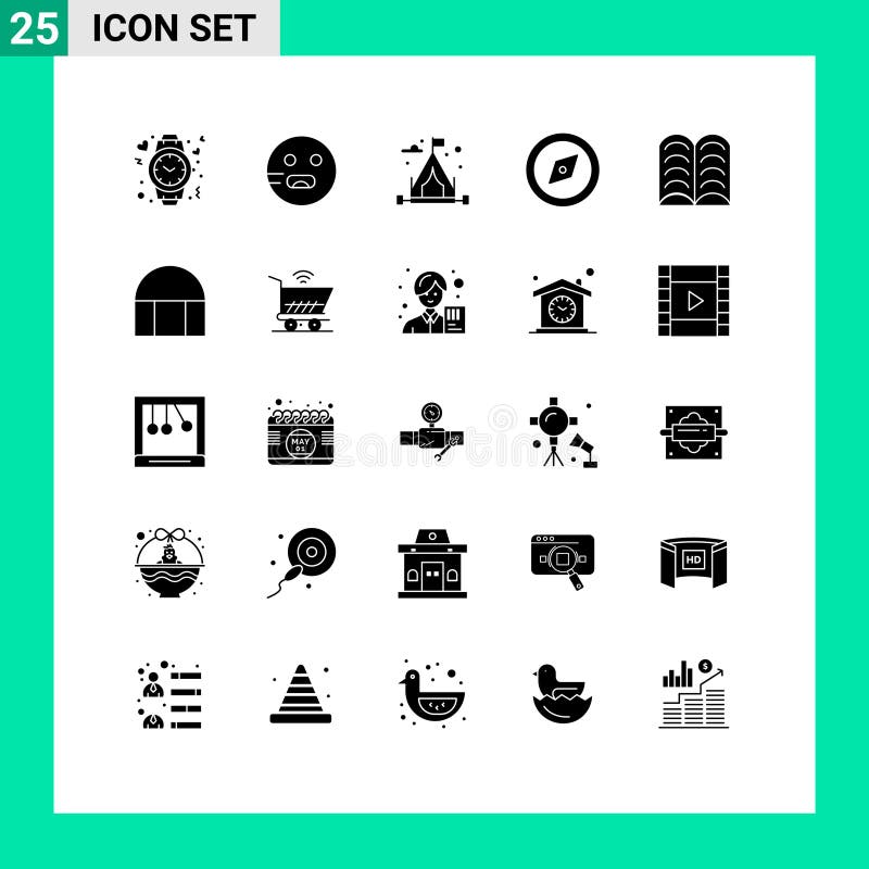 25 Thematic Vector Solid Glyphs and Editable Symbols of Learn, Book ...