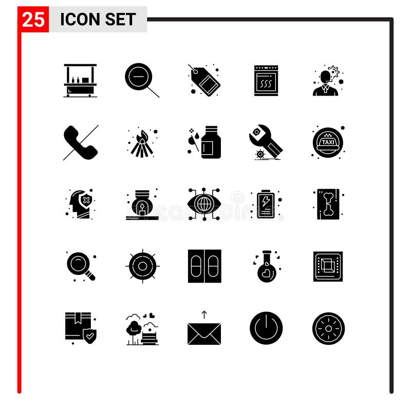 25 Thematic Vector Solid Glyphs and Editable Symbols of Management ...