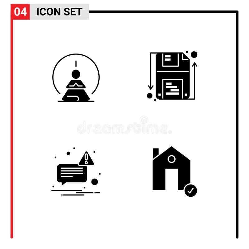 4 Thematic Vector Solid Glyphs and Editable Symbols of Mental ...