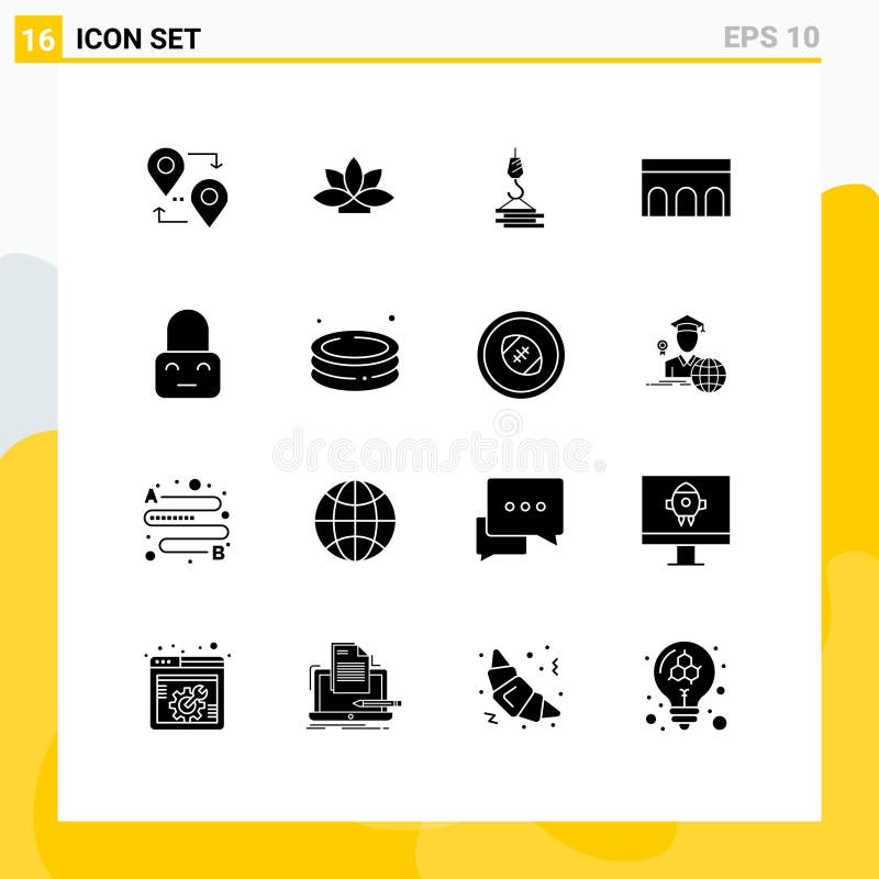 16 Thematic Vector Solid Glyphs and Editable Symbols of Monument ...