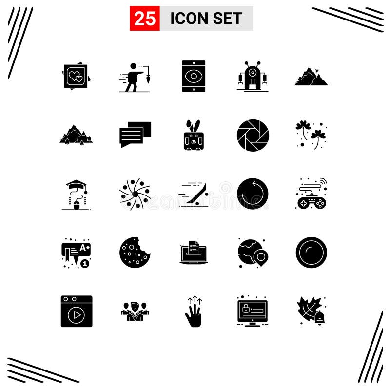 25 Creative Icons Modern Signs and Symbols of Mountain, Robot, False ...