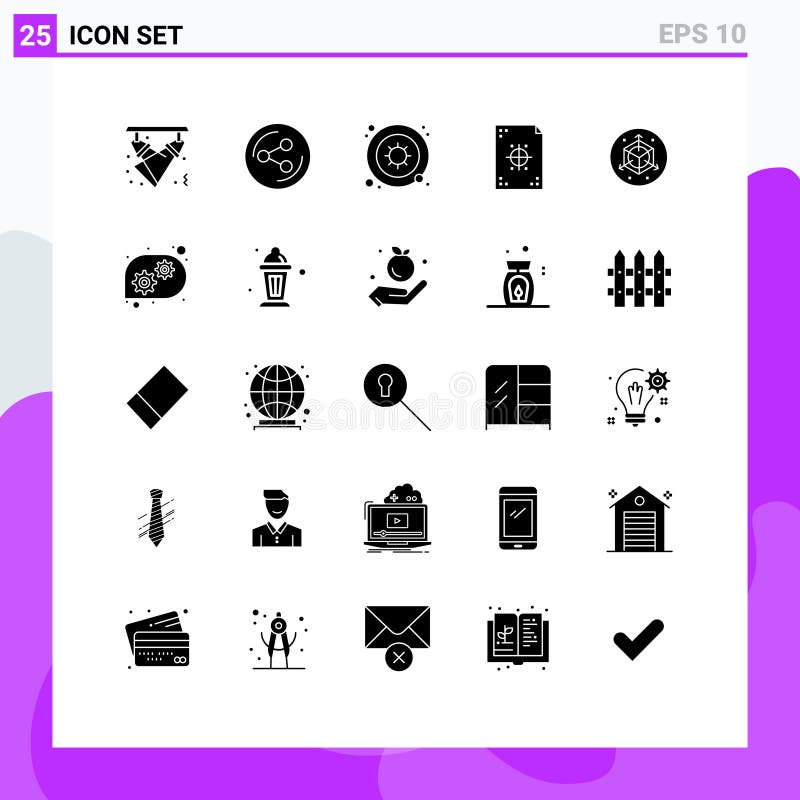 25 Thematic Vector Solid Glyphs and Editable Symbols of Scale, Paper ...