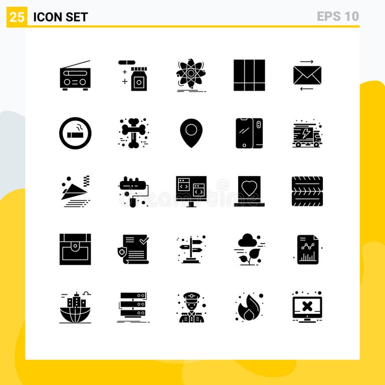 25 Thematic Vector Solid Glyphs and Editable Symbols of Share, Lines ...