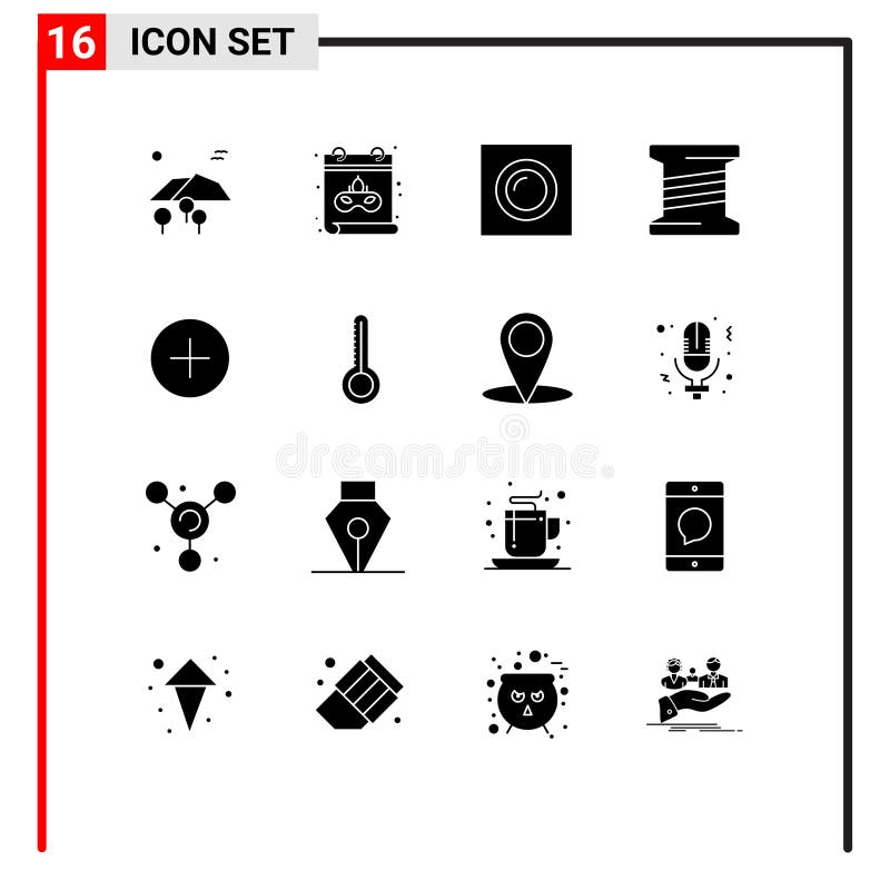 16 Thematic Vector Solid Glyphs and Editable Symbols of Temperature ...