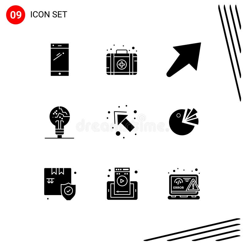 Universal Icon Symbols Group of 9 Modern Solid Glyphs of Up, Idea ...