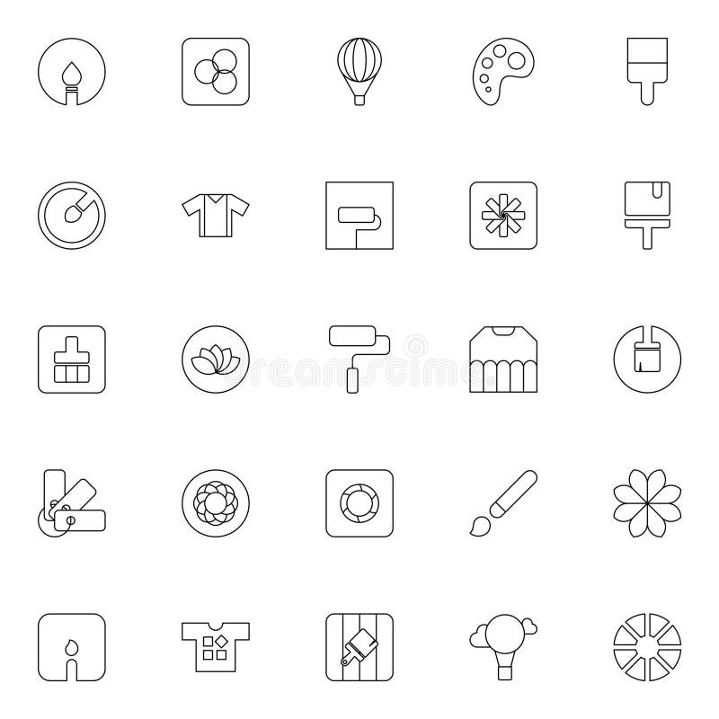 Theme And Color Configuration Line Icons Set Stock Vector