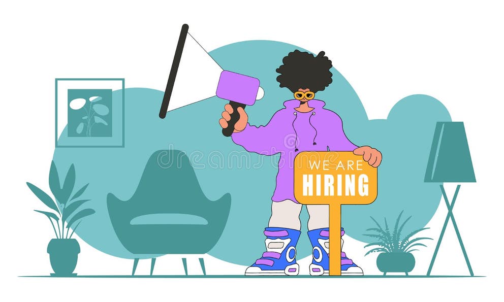 The Theme is Human Resource. the Guy is Holding a Megaphone. Stock ...