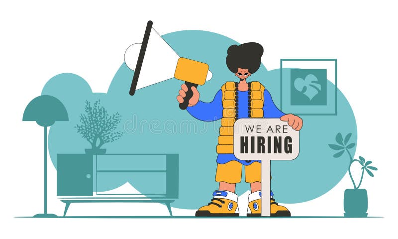 The Theme is Human Resource. the Man is Holding a Megaphone. Stock ...