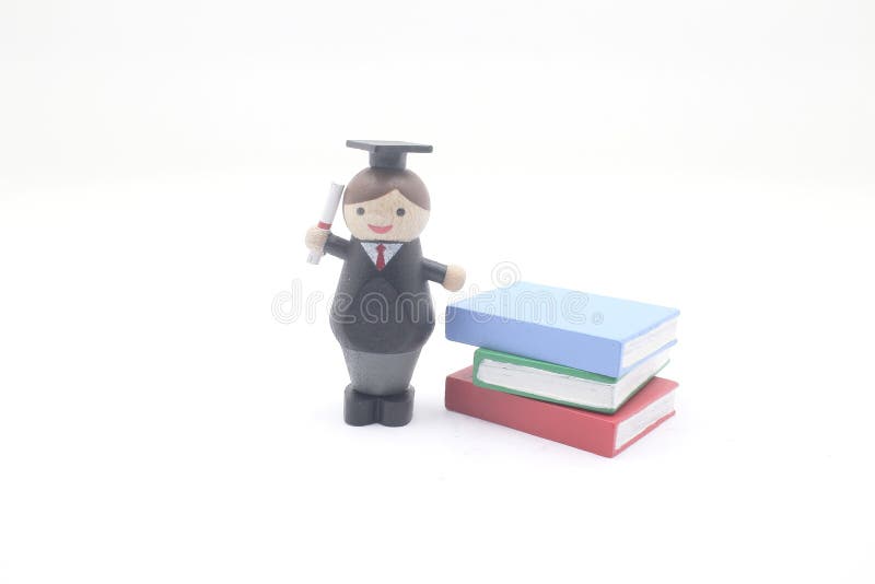 The Theme of Mini Figure Graduation Concept Stock Photo - Image of book ...