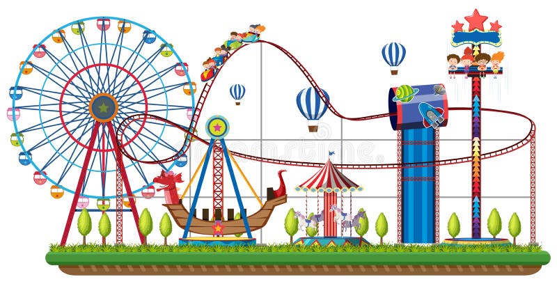 A set of theme park rides stock vector. Illustration of funfair - 126755463