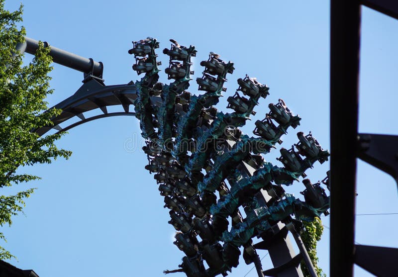 Theme Park Roller Coaster Ride Close Up Stock Image - Image of ...