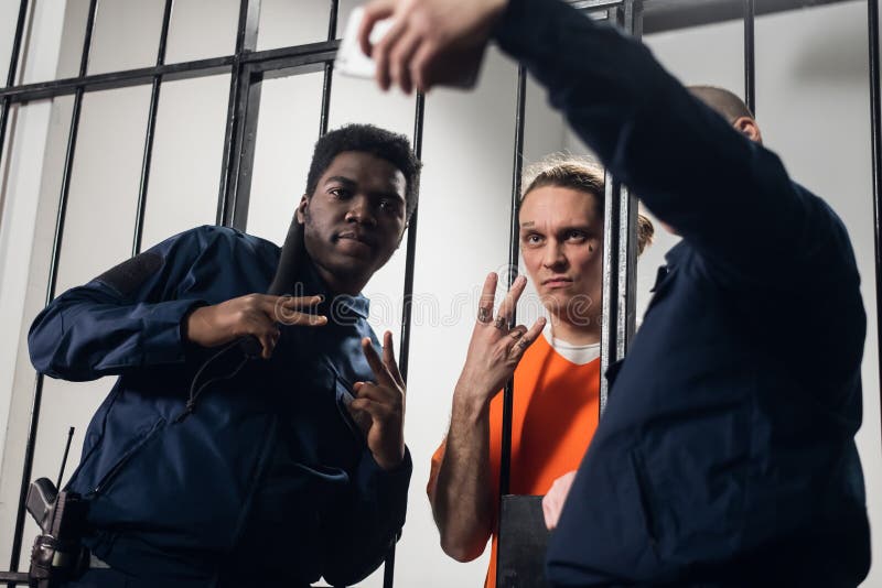 Theme Party on the Theme of Prison. the Guys Take a Fun Selfie with ...