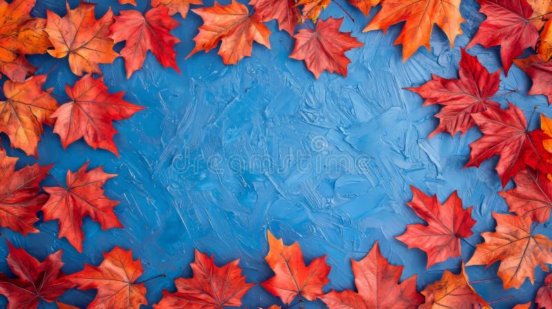 Theme of Vibrant Autumn Leaves in the Wind Framing Space for Text ...