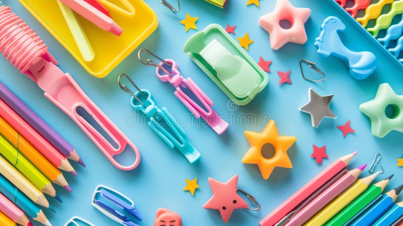 Themed Decorative Staples and Clips for Fun Learning Stock Illustration ...
