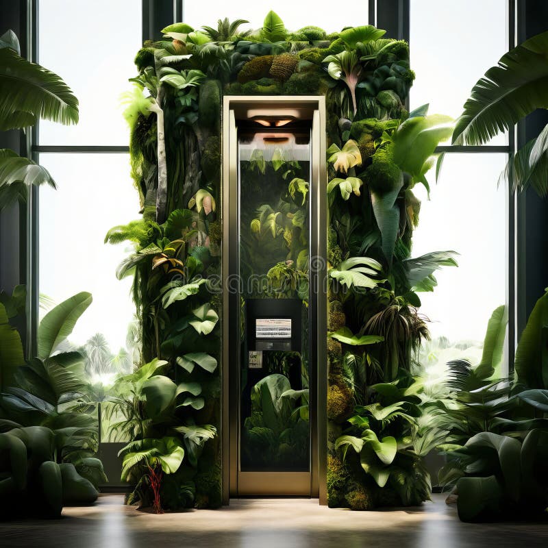 14-130-a-themed-elevator-inspired-by-a-tropical-rainf Stock Image ...