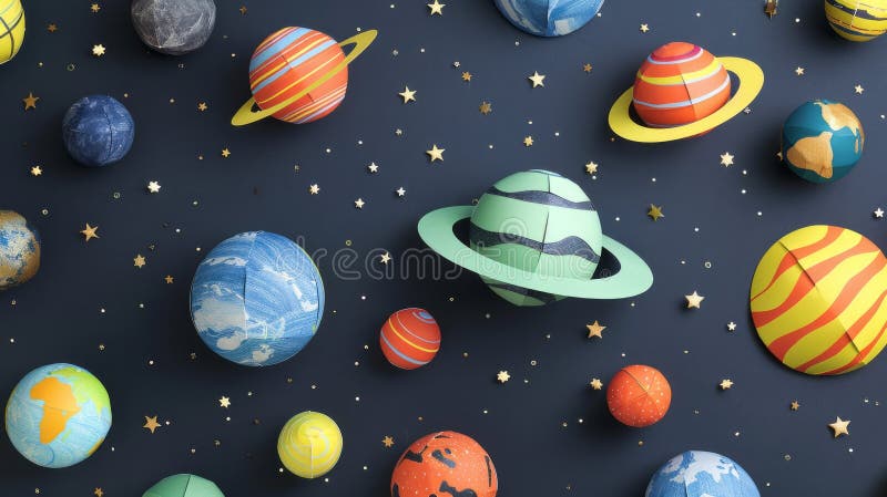Themed Paper Planets for Creative Classrooms Stock Illustration ...