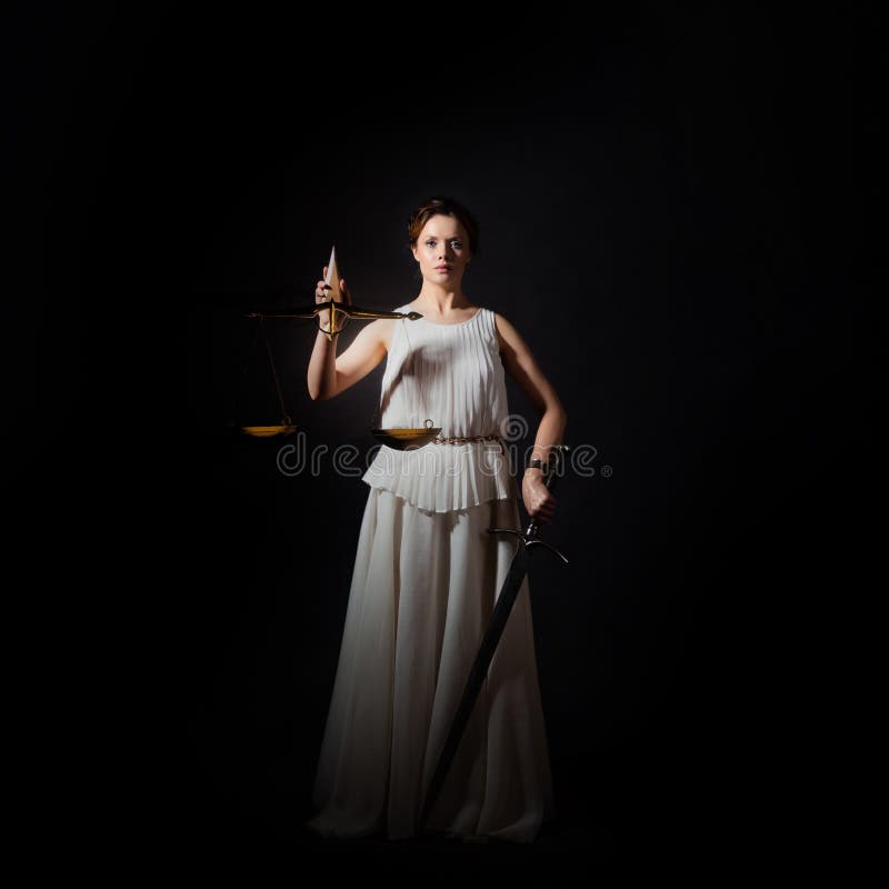 Themis, the Goddess of Justice without a Blindfold, with Scales and a ...