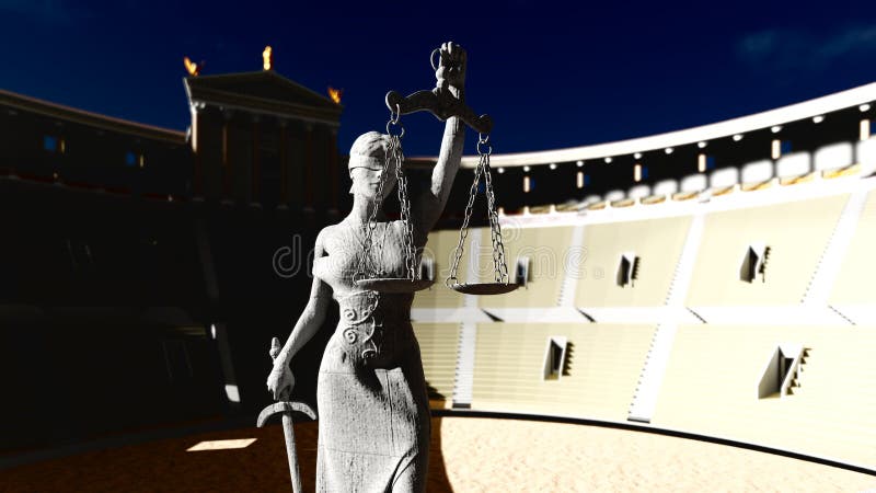 Themis with Scale and Sword 3d Rendering Stock Illustration ...