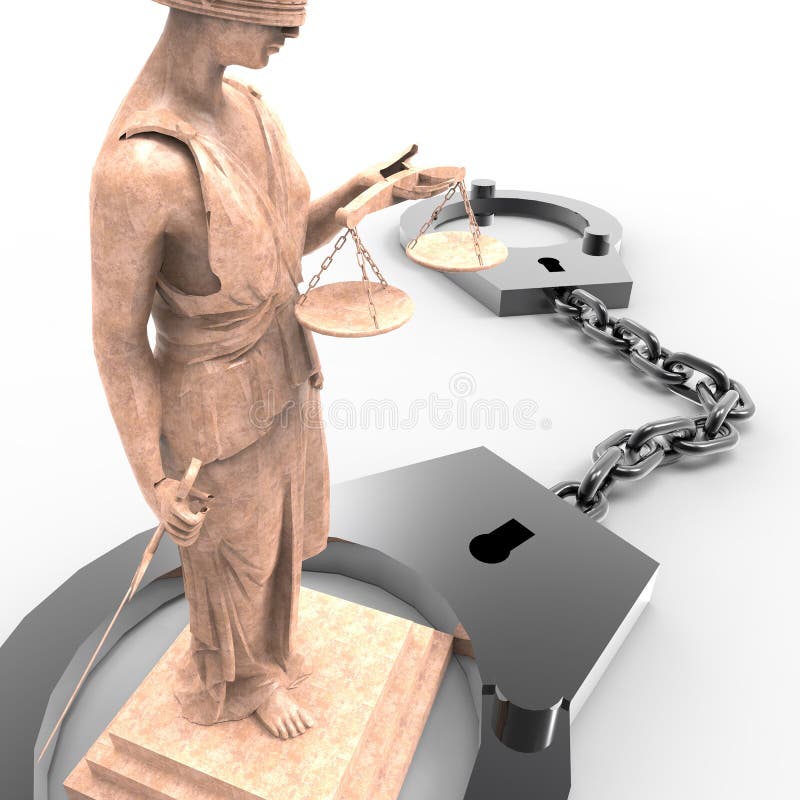 Themis Statue and Handcuffs Stock Illustration - Illustration of ...